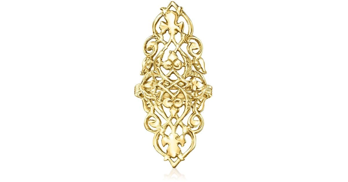 Ross-Simons 18Kt Over Sterling Filigree Ring in Metallic | Lyst