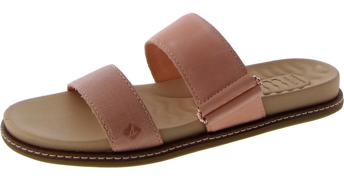 Sperry Top-Sider Waveside Leather Slip On Slide Sandals in Brown | Lyst