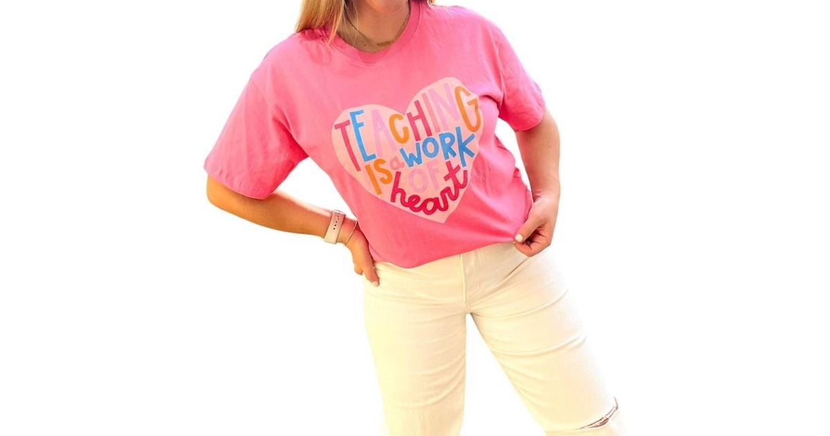 Callie DANIELLE Teaching Is A Work Of Heart Callie Tee in Pink | Lyst