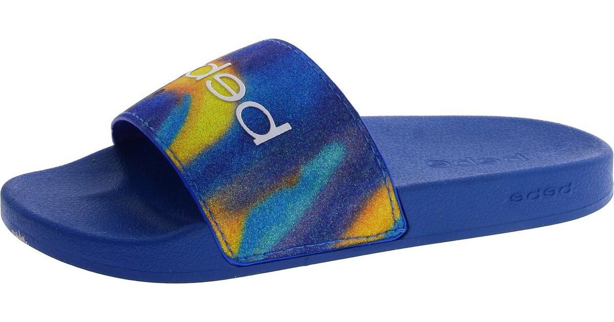 Bebe Fraida Glitter Logo Slide Sandals in White | Lyst