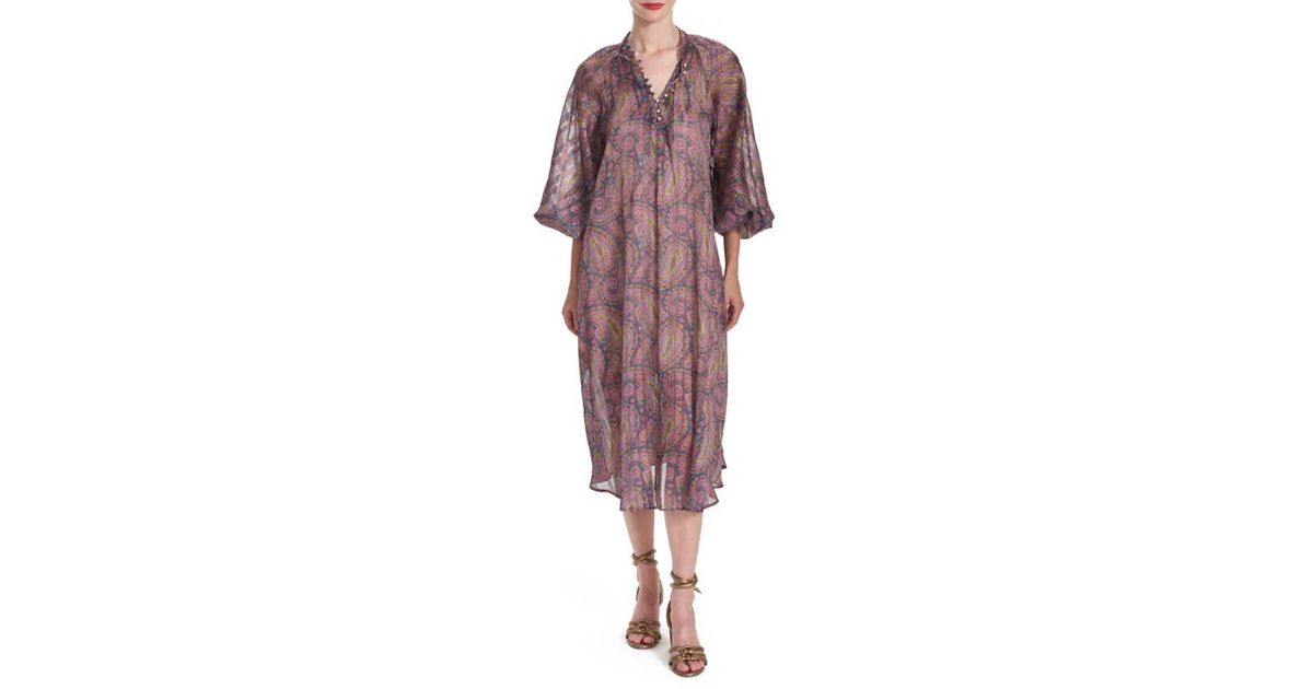 Corey Lynn Calter Allie Paisley Midi Dress in Red | Lyst