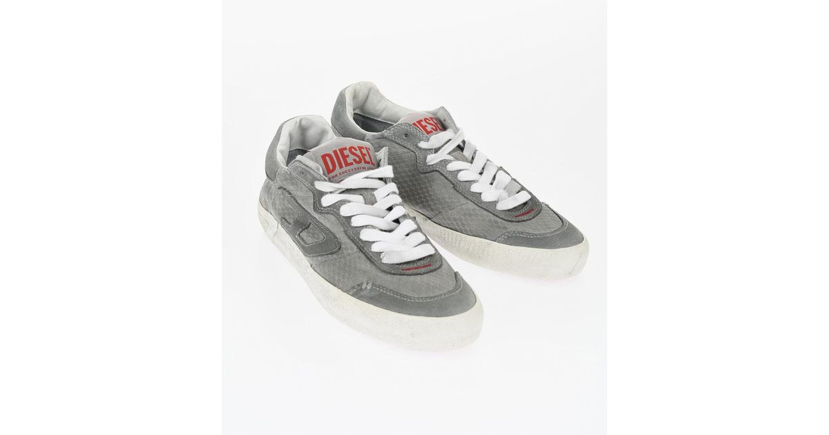 DIESEL Solid Color S-Leroji Low Top Sneakers With Suede Trims in Gray ...
