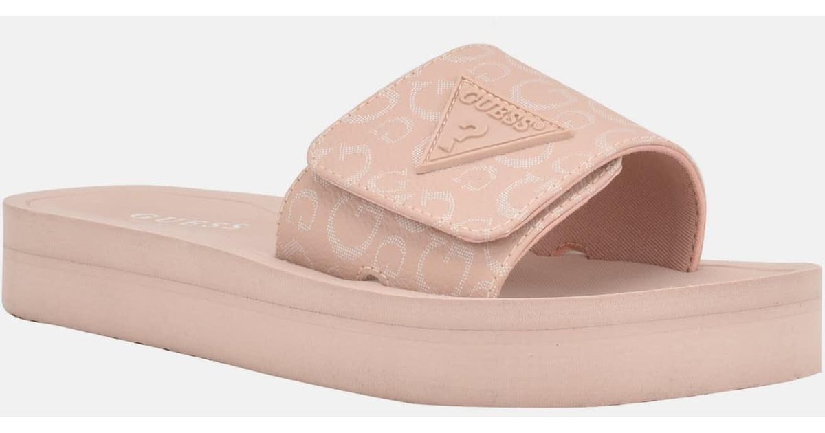 Guess Parties Flat Sandal in Pink | Lyst