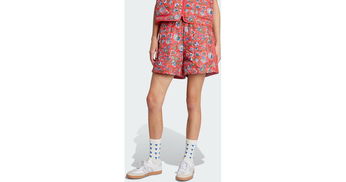 adidas Originals Originals X Liberty London Quilted Shorts in Red | Lyst