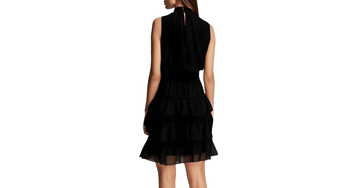 1.STATE Ruffled Tiered Mini Dress in Black | Lyst
