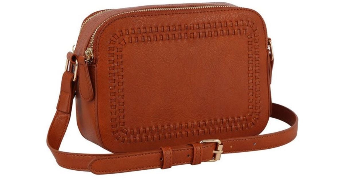 Fashnzfab Fashion Stitch Rectangular Crossbody Bag in Brown | Lyst
