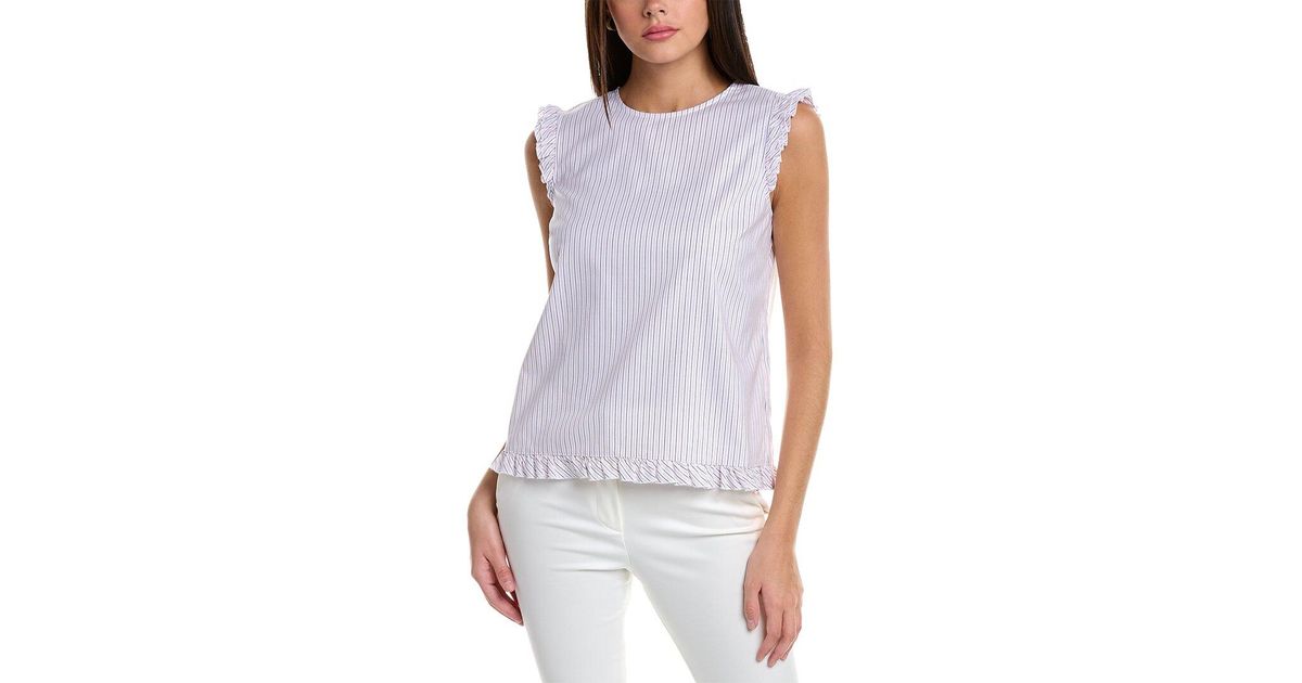 Brooks Brothers Ruffle Sleeve Blouse In Blue Lyst
