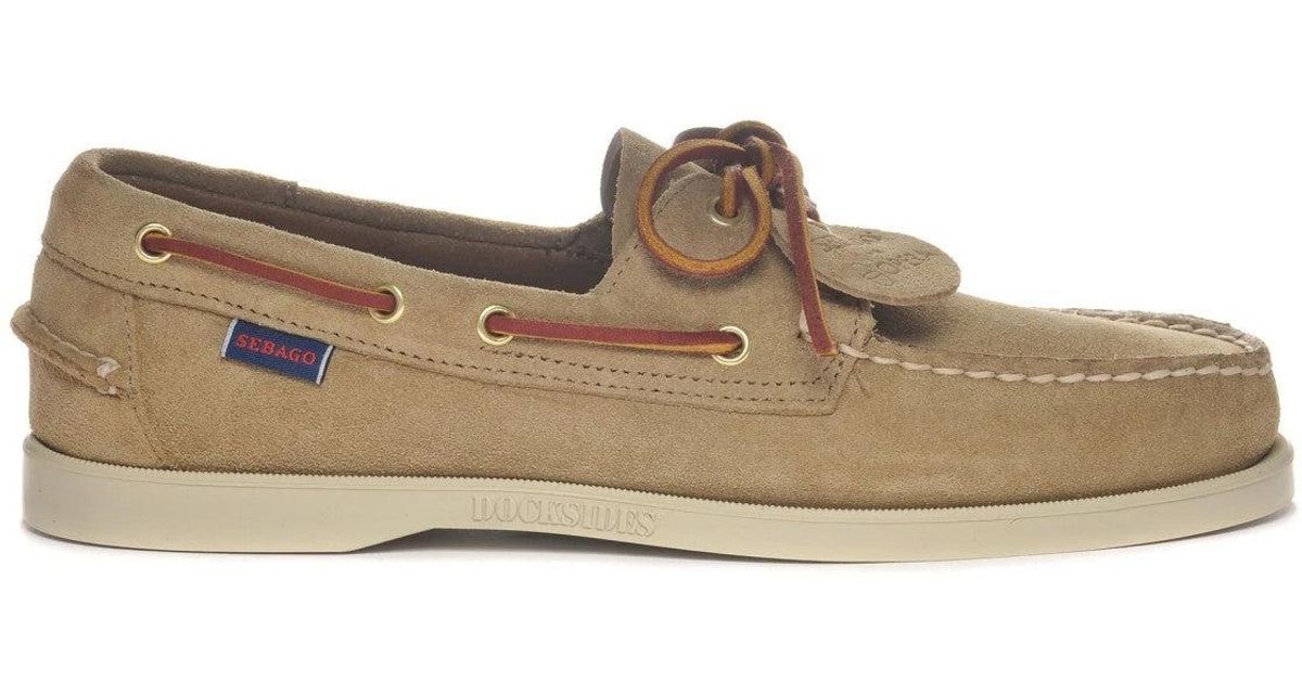Sebago Italian Suede Leather Loafer With Hand-Sewn Apron in Natural for ...
