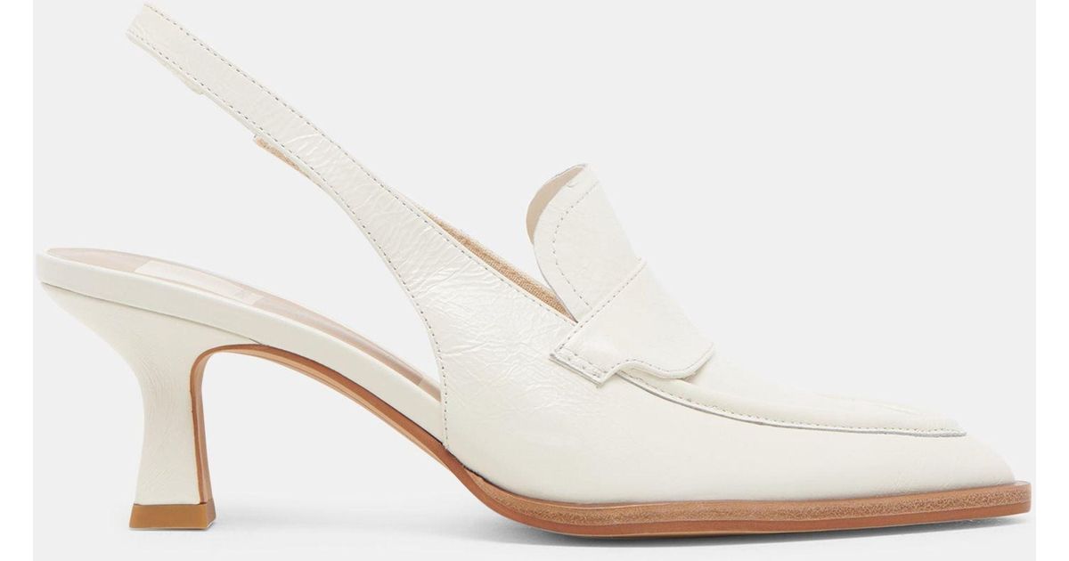 Dolce Vita Adele Heels Crinkle Patent Leather in White | Lyst