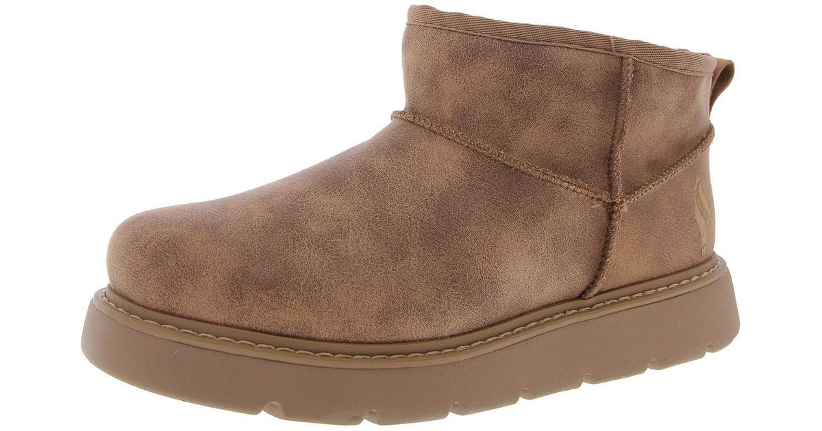 Skechers Faux Fur Lined Cable Knit Booties in Brown | Lyst