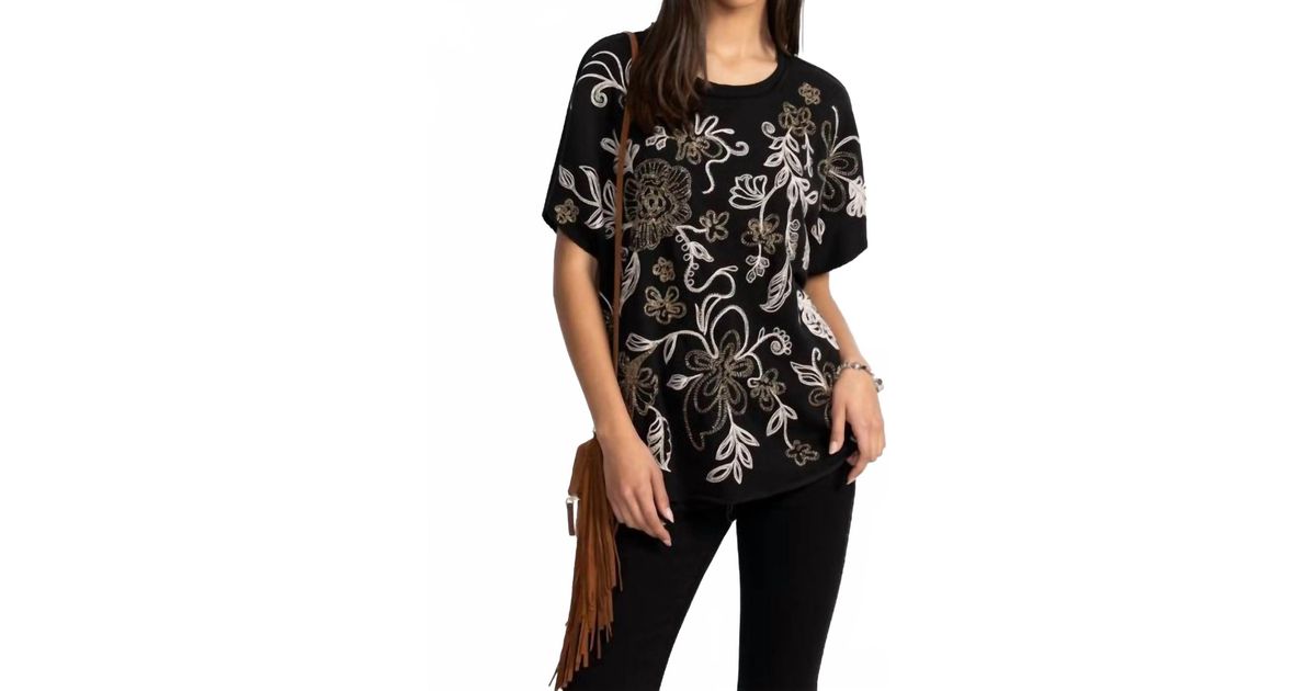 Johnny Was Adelaide French Terry Poncho in Black | Lyst