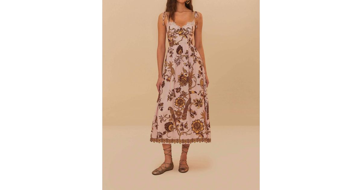 FARM Rio Tropical Landing Midi Dress in Natural | Lyst