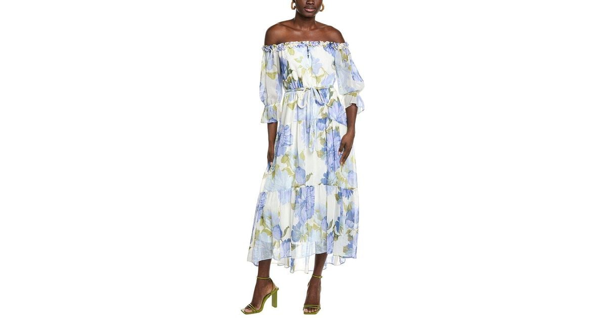 Maison Tara Lorelai Midi Dress in Blue | Lyst