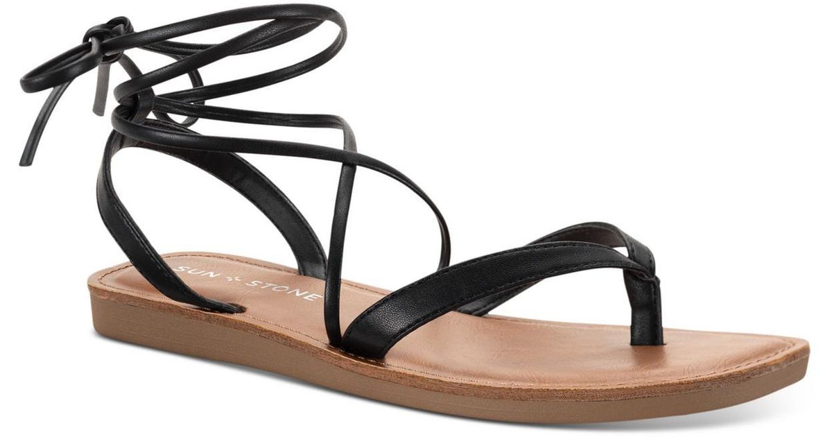 Sun & Stone Maggiee Strappy Flat Thong Sandals in Metallic | Lyst
