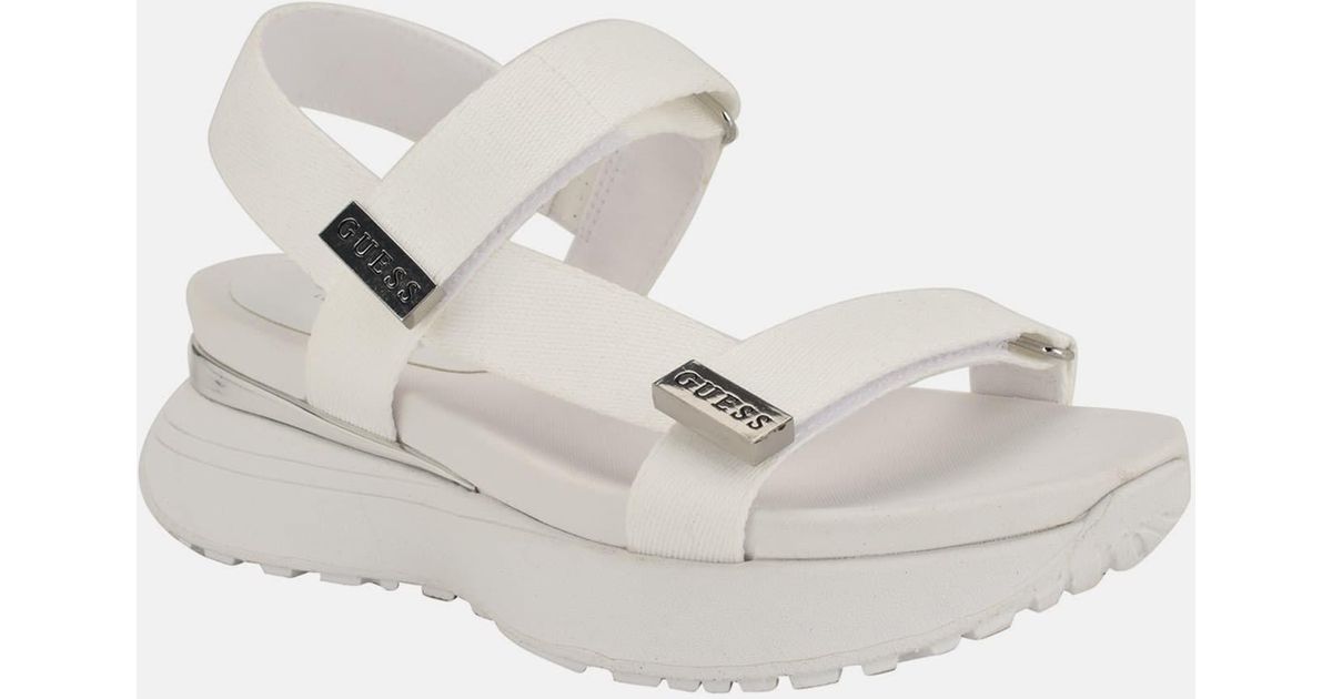 Guess Tollis Sporty Sandals in White | Lyst