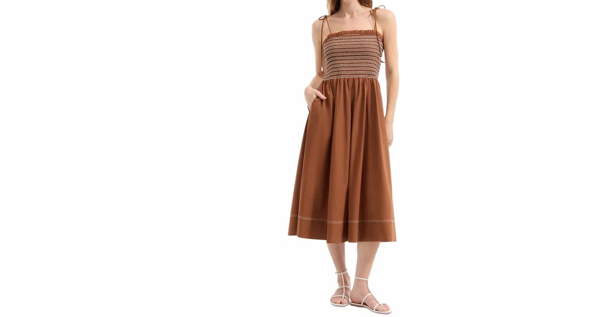 Veronica Beard Kaela Midi Dress in Brown | Lyst