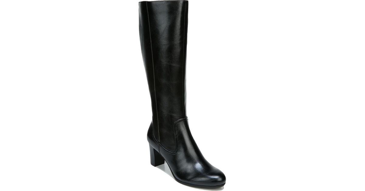 LifeStride Missy Faux Leather Medium Heel Knee-High Boots in Black | Lyst