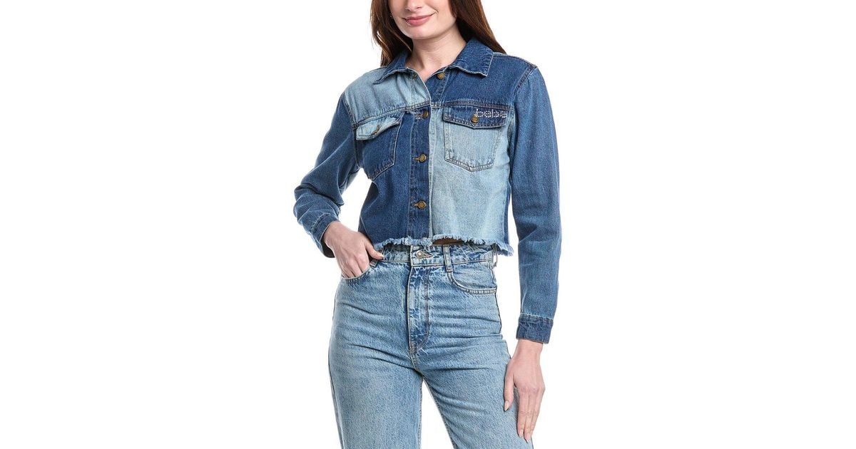 Bebe Denim Jacket in Blue | Lyst
