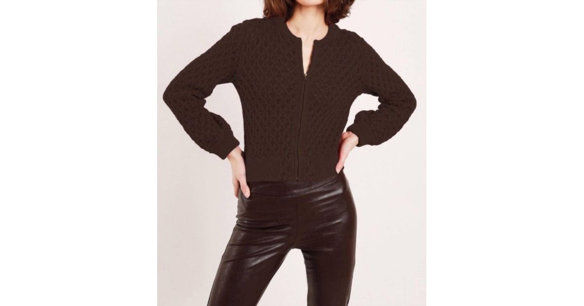 Feller Emily Aran Zip Bomber Jacket in Black | Lyst