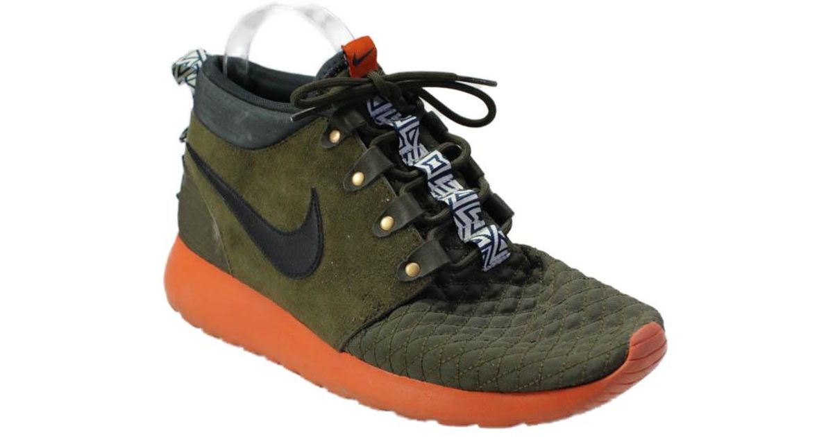 Nike Roshe Round Toe Lace Up High Top Sneakers Boots in Black for Men ...