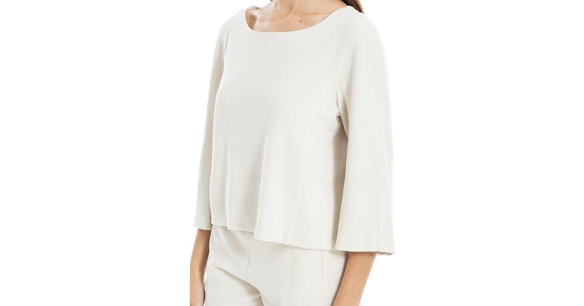 Max Studio Knit Twill Top in White | Lyst