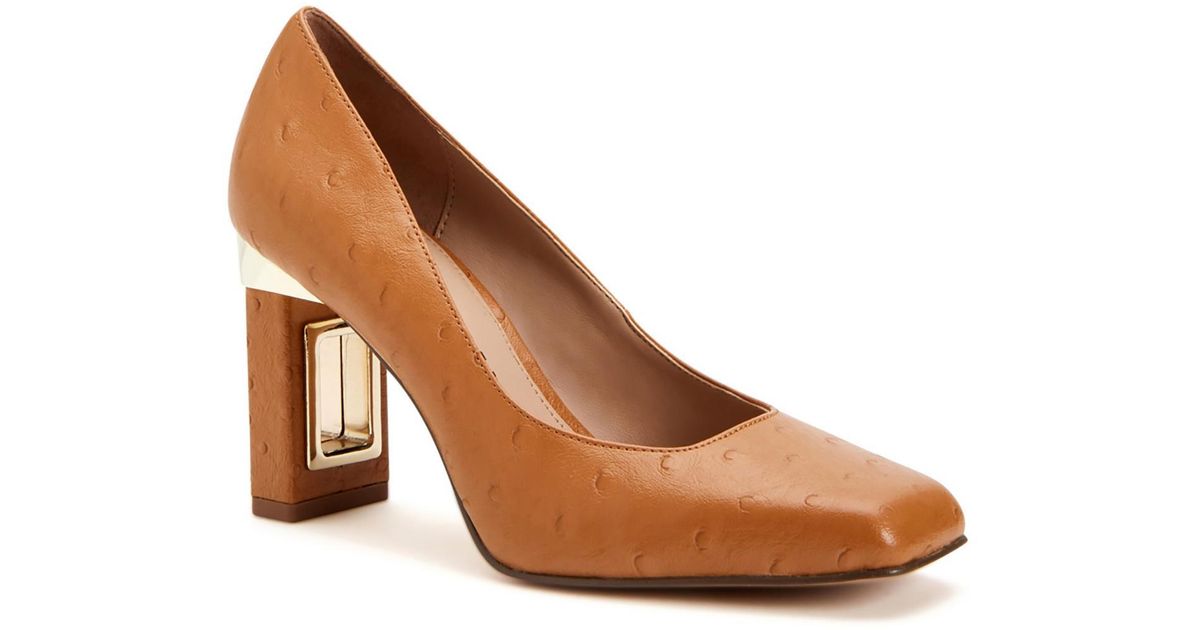 Katy Perry The Hollow Heel Pump Block Heel Square Toe Pumps in Brown | Lyst