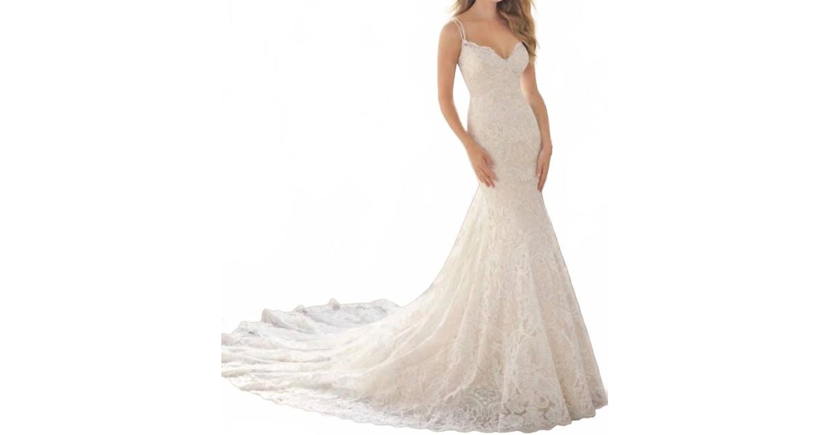 Mori Lee Malia Lace Wedding Dress in Natural | Lyst
