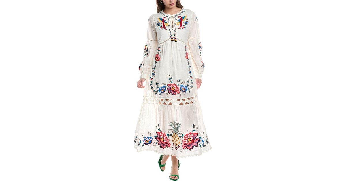 FARM Rio Stitch Embroidered Mini Dress in White | Lyst