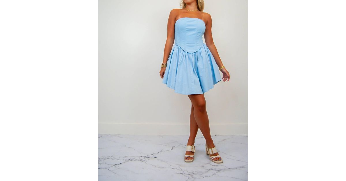 BABY PINK Strapless Babydoll Corset Mini Dress in Blue | Lyst