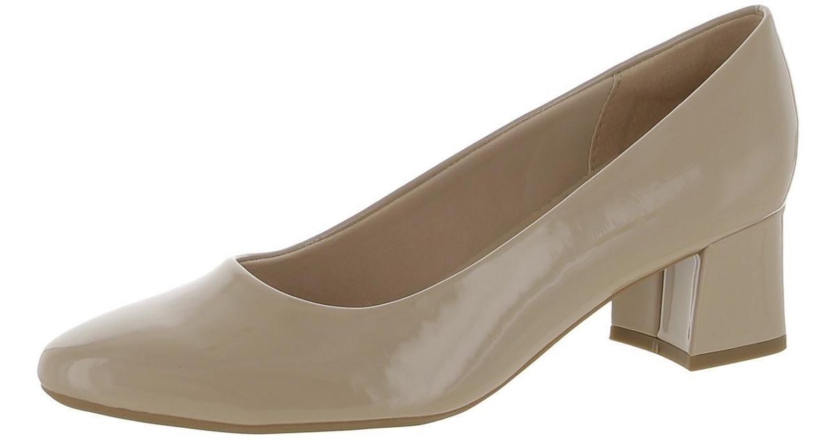 Easy Spirit Nicole Patent Leather Slip On Pumps in Natural | Lyst