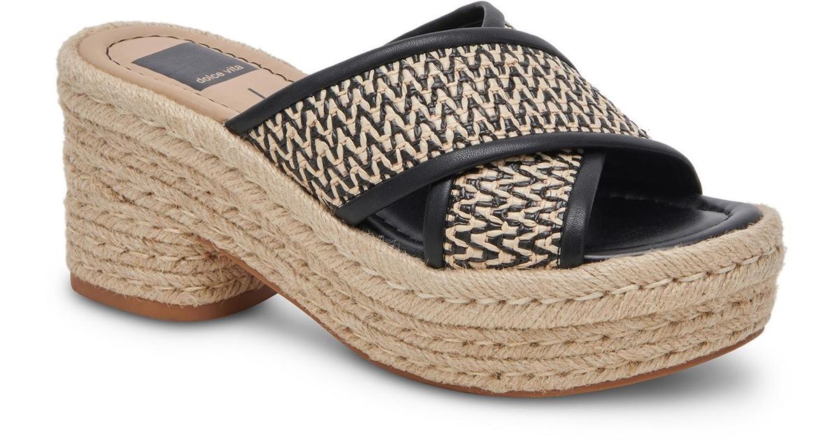 Dolce Vita Eldora Woven Straw Platform Sandals in Brown | Lyst