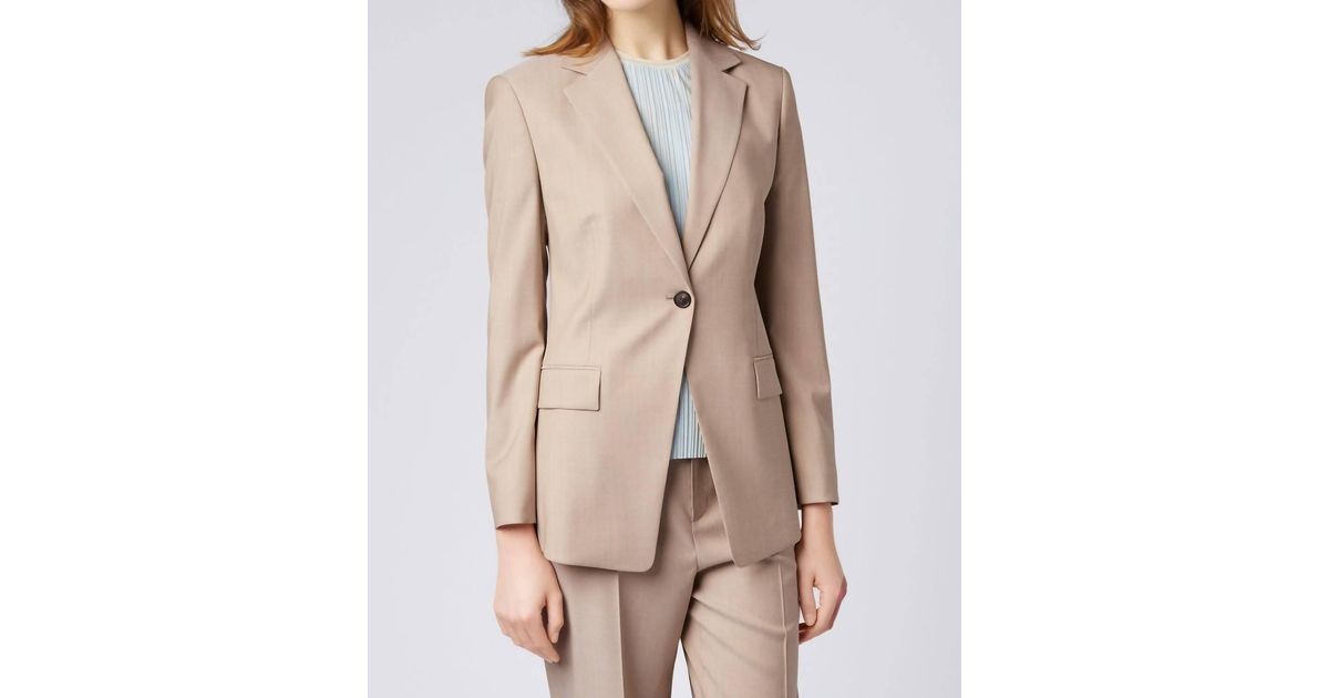 BOSS Janera 1 Virgin Wool Blazer in Natural | Lyst