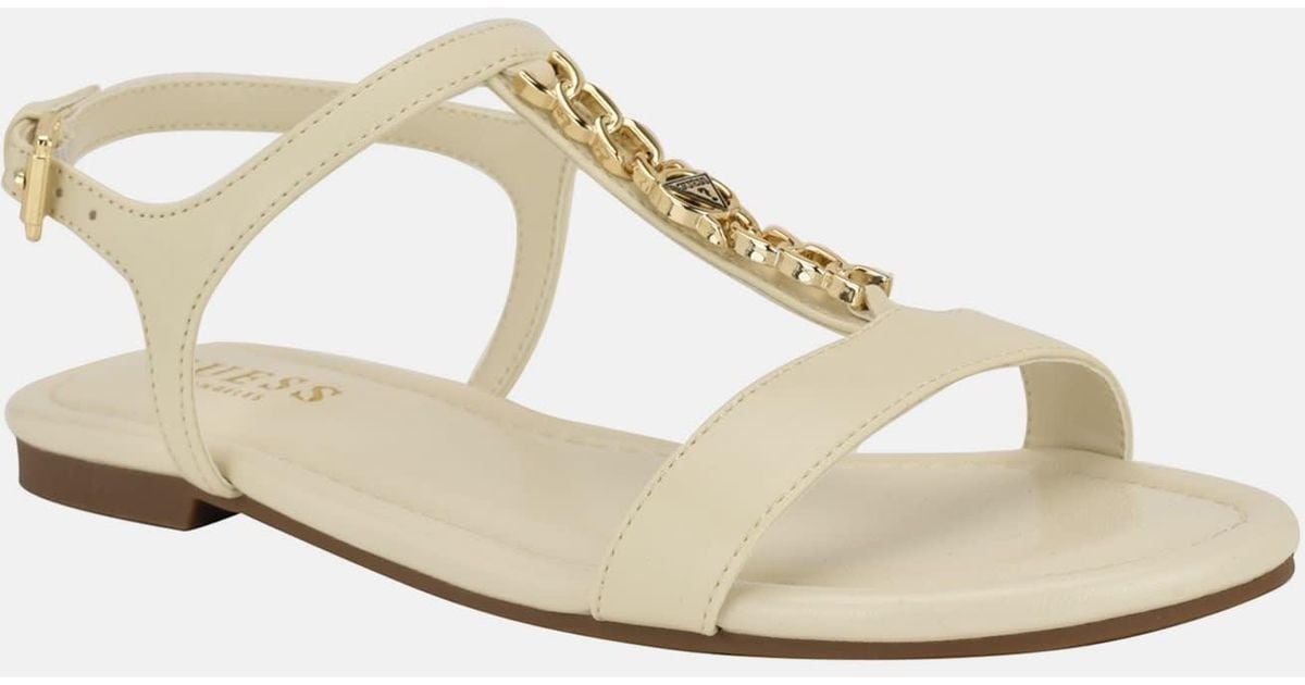 Guess Lookon Chain Strap Sandals in White | Lyst
