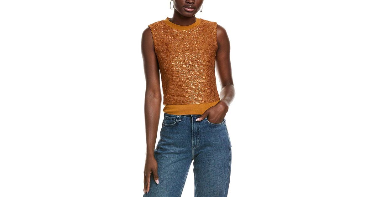St. John Knit Wool & Silk-Blend Shell in Blue | Lyst