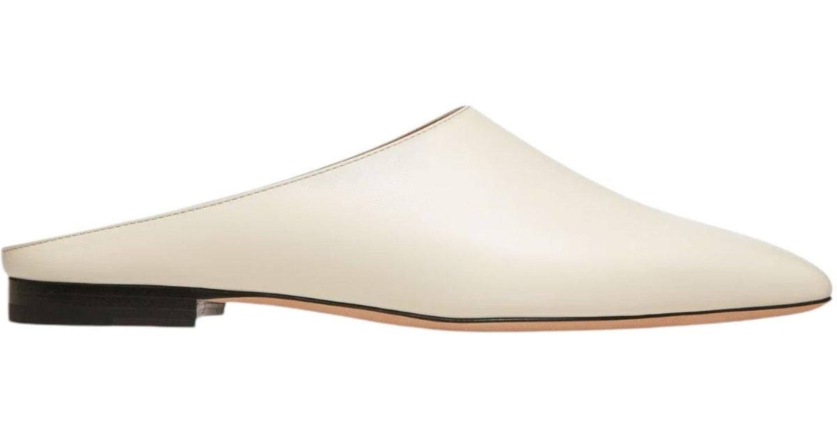 Bally Nara 6303413 Ladies Bone Flat Leather Pumps in White | Lyst