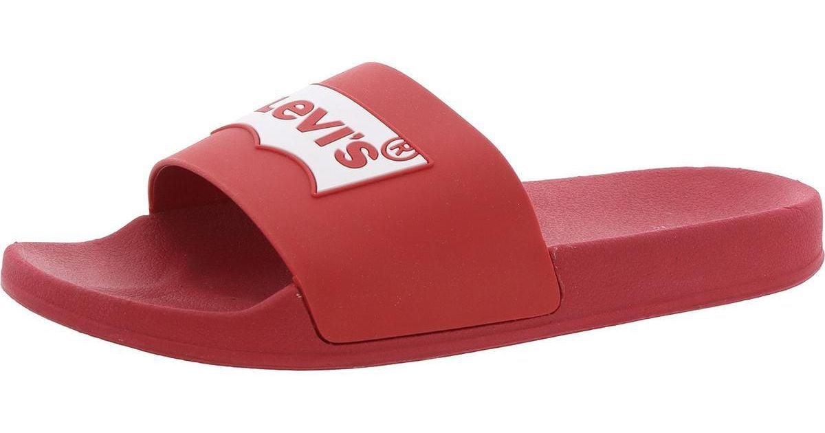 Levi's Batwing Logo Flat Pool Slides in Red for Men | Lyst
