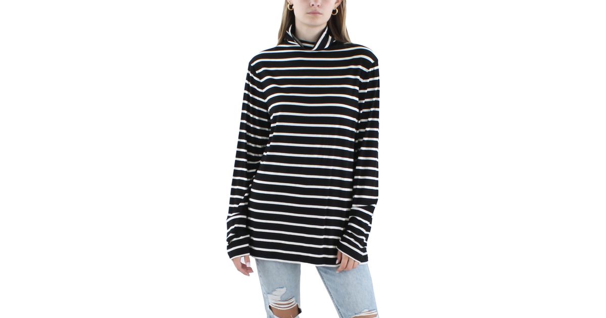Anne Klein Shirt Lightweight Turtleneck Sweater In Black Lyst