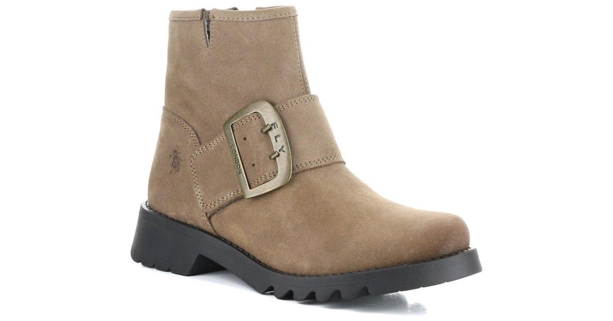 Fly London Rily Suede Boot in Natural | Lyst