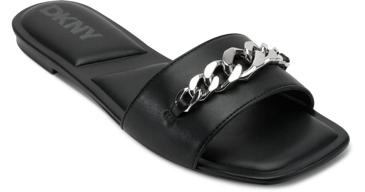 DKNY Dania Flat Slide in Black | Lyst