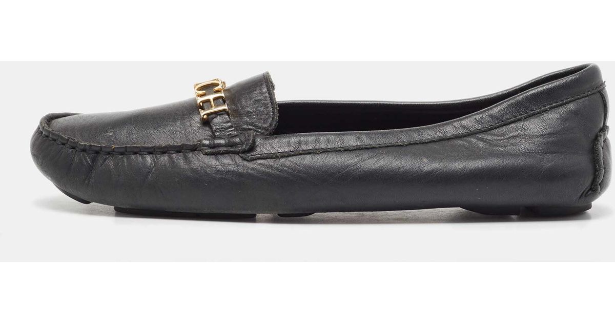 Carolina Herrera Leather Chch Logo Loafers in Black | Lyst