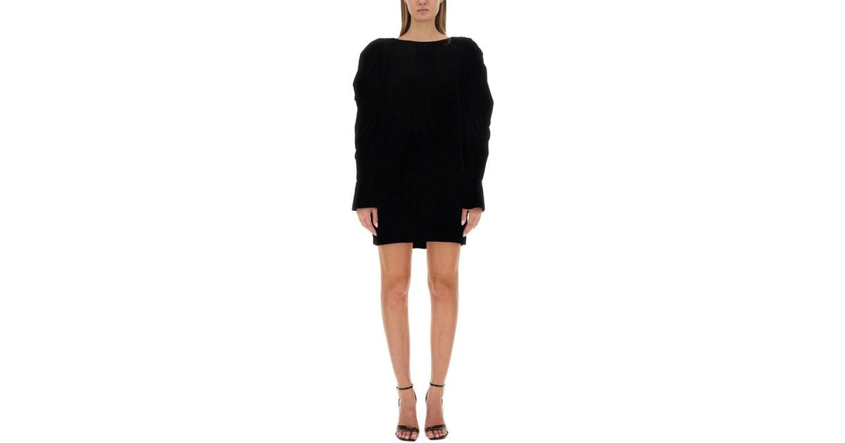 Nina Ricci Slim Fit Mini Dress With Voluminous Sleeves in Black | Lyst