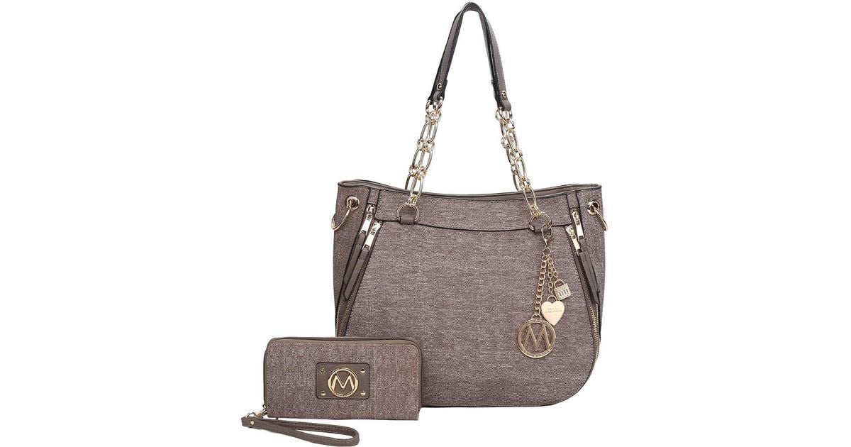 MKF Collection by Mia K Lina Tote Bag And Wallet Set By Mia K in Gray ...