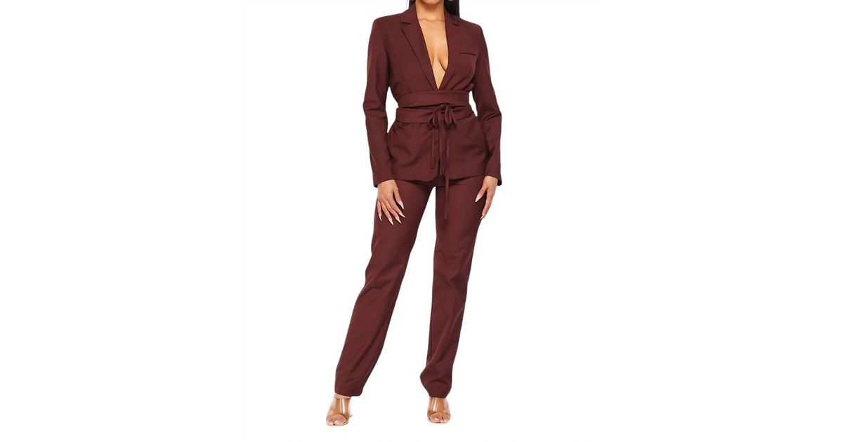 Riviera Solid Jacket And Pants Set in Red | Lyst