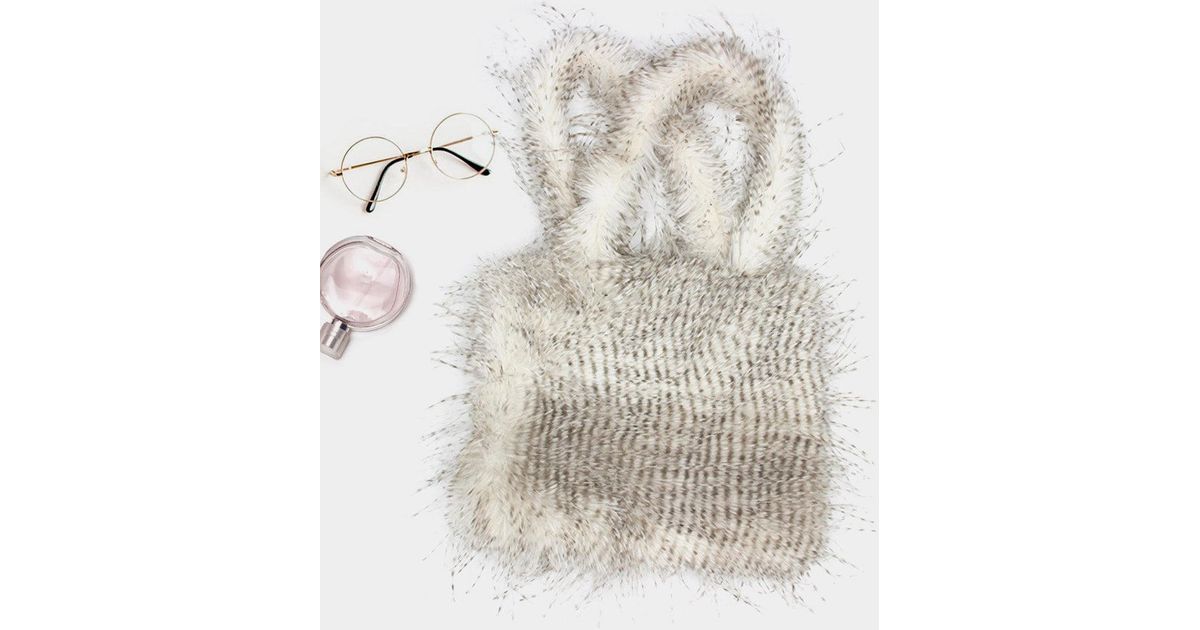 Fashnzfab Furry Tote Bag in White | Lyst