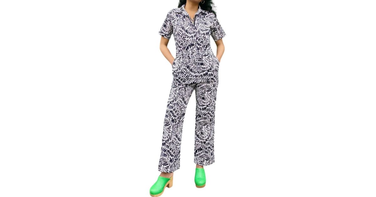 Nooworks Coveralls Zig Zag Jumpsuit in Blue | Lyst