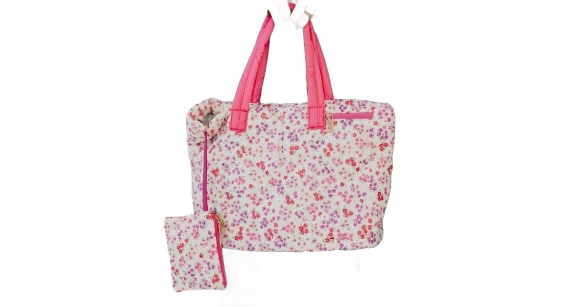 Pretty Simple Presley Puffer Nylon Quilted Tote Bag in Pink | Lyst