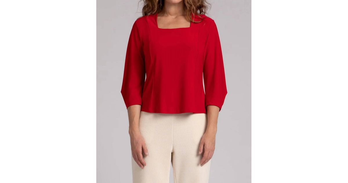 Sympli Fit N Flare Lantern Top in Red | Lyst