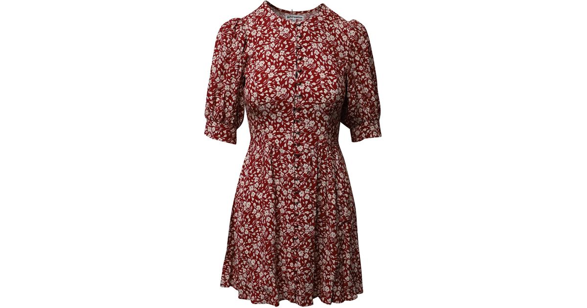 Reformation Laylin Floral Dress in Red | Lyst
