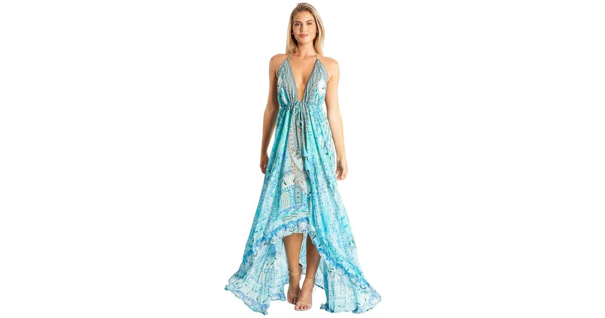 La Moda Clothing Zayla Halter Maxi Dress in Blue | Lyst