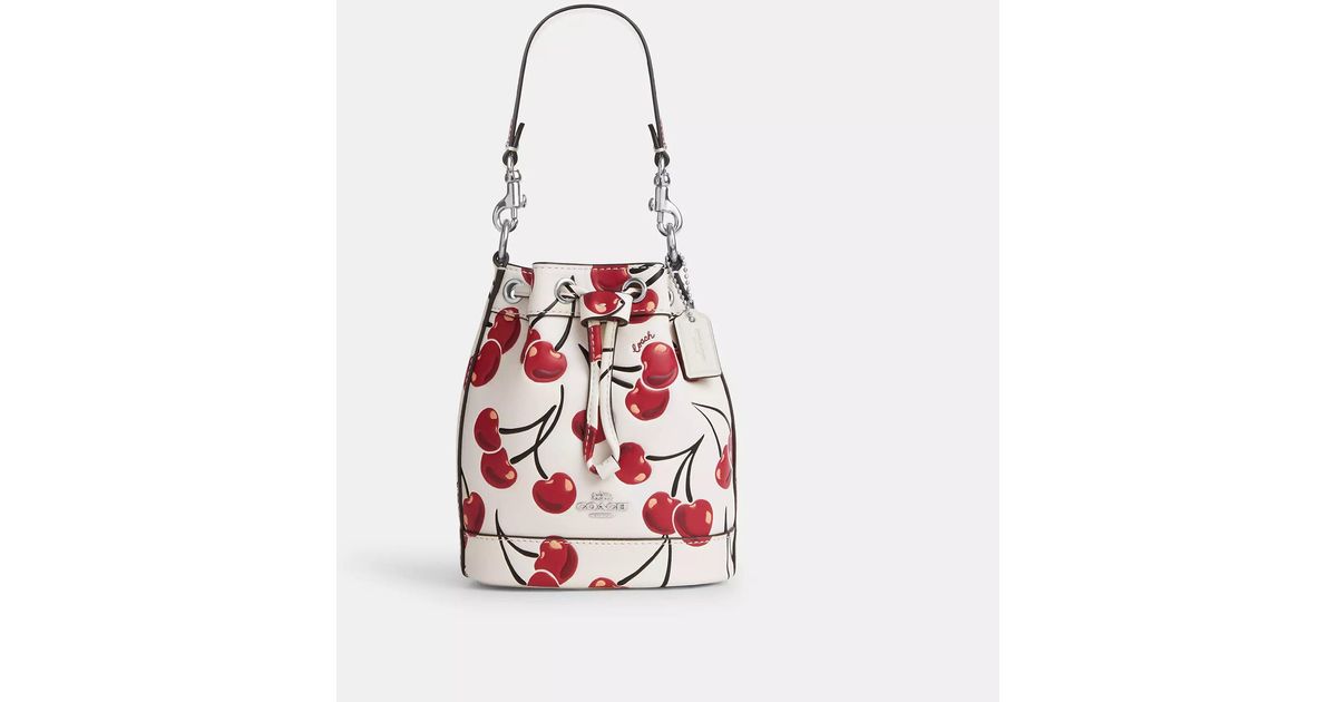 COACH Mini Bucket Bag With Cherry Print in Red | Lyst